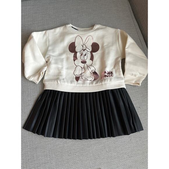 Zara | Dresses | Zara Faux Leather Minnie Mouse Disney Dress 218 Months ...